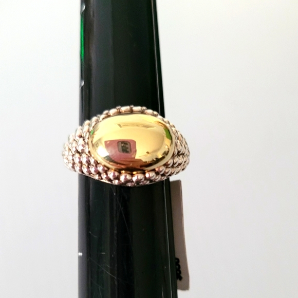 LAGOS | Jewelry | Lagos Twotone Caviar Horizontal Oval Smooth Dome Ring ...